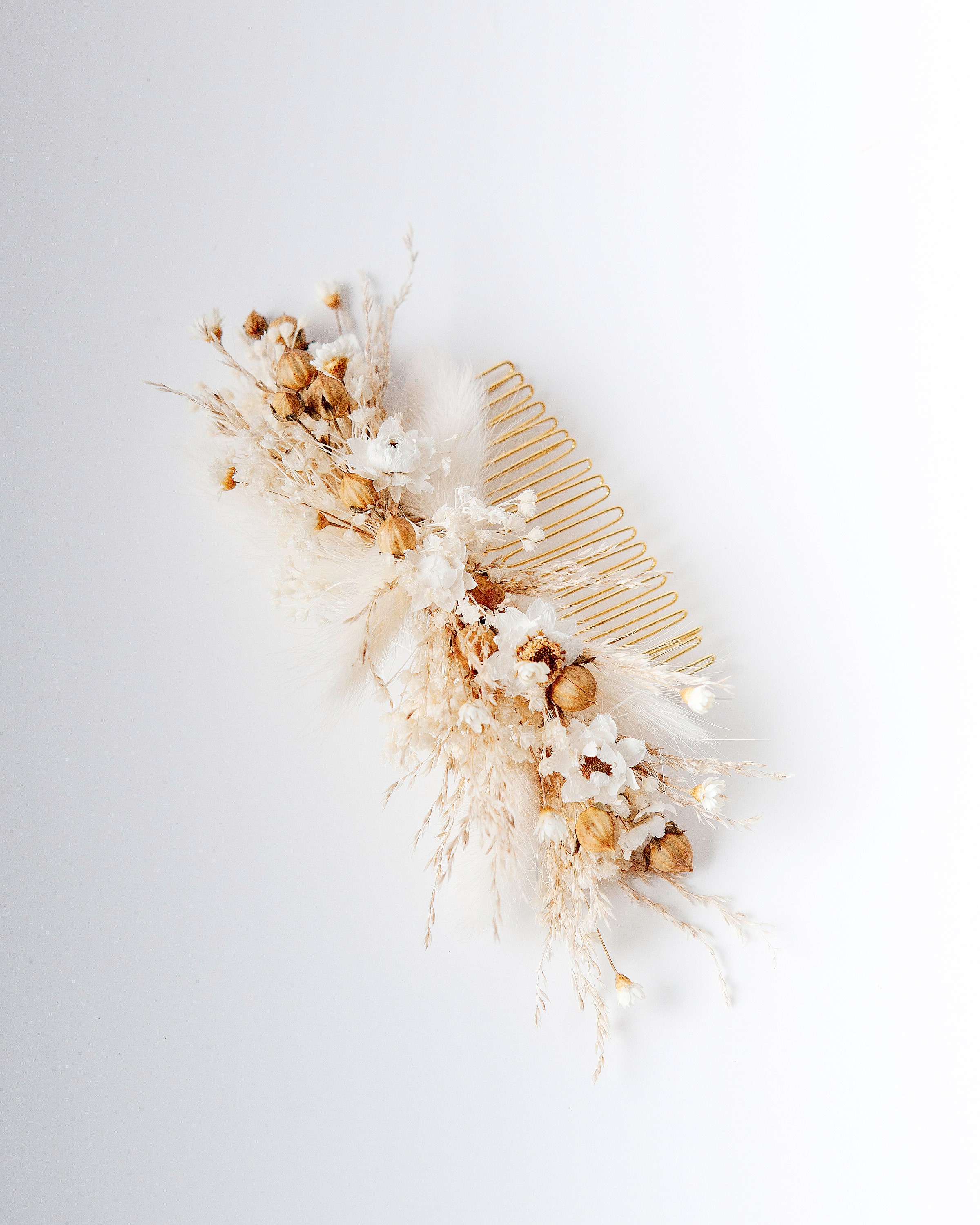 Dried Daisy Bunny Tail Star Daisy Pampas Grass Bridal Hair Comb | Dried ...