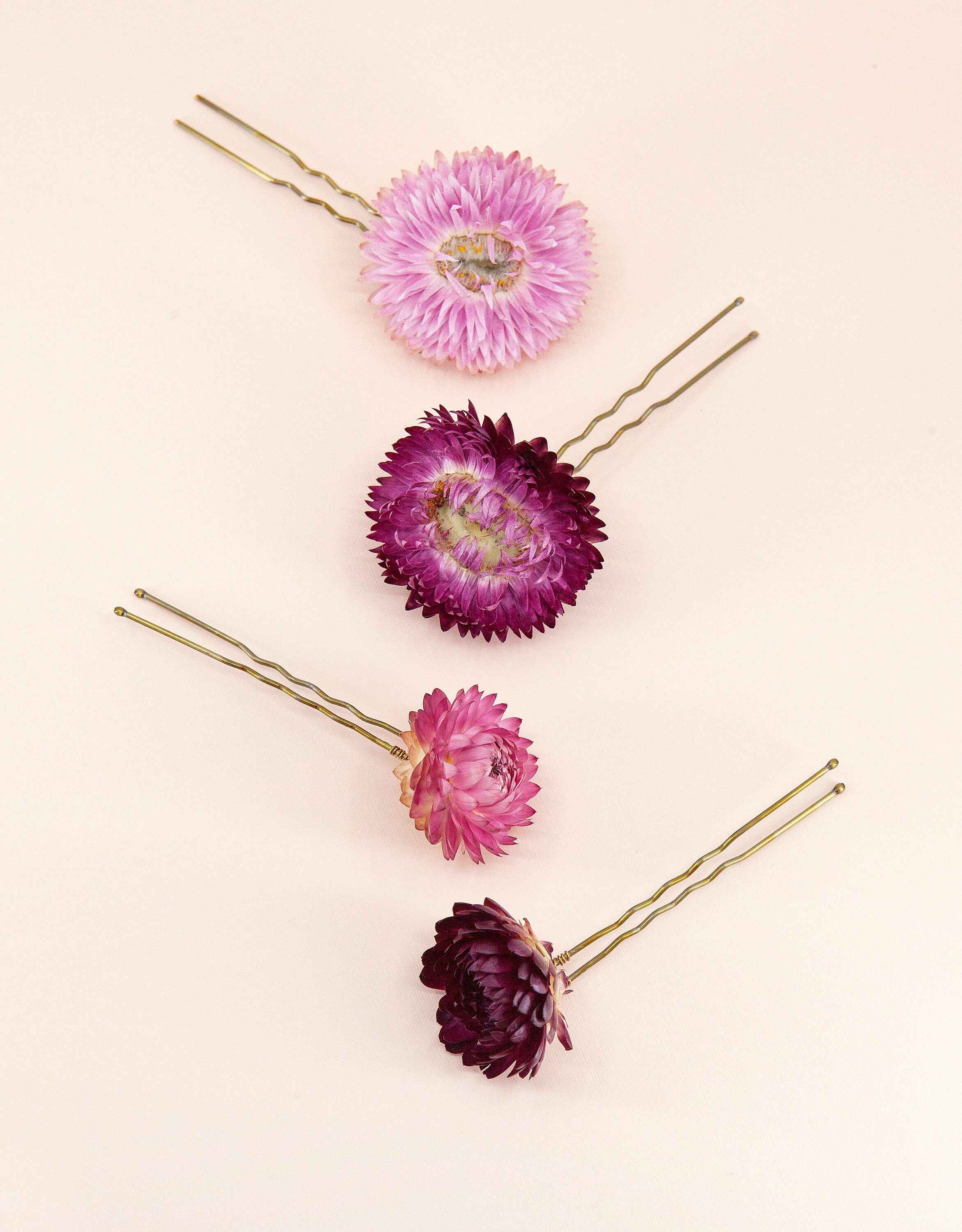 Mixed Different Shades of Pink Strawflower Hair Pins | Dried ...
