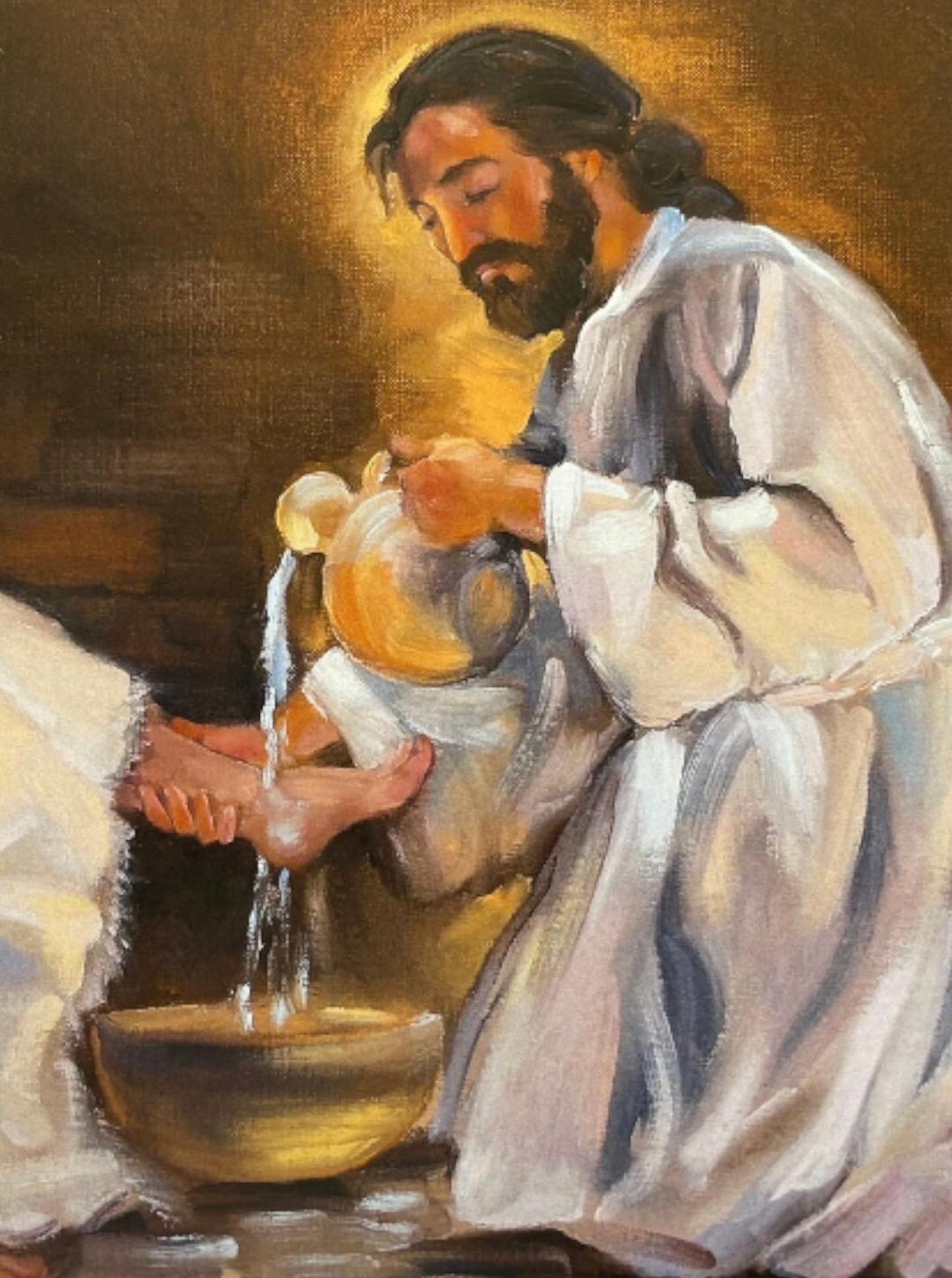 Servant’s Heart of Jesus Washing Feet Art, Christian Wall Art , Jesus ...