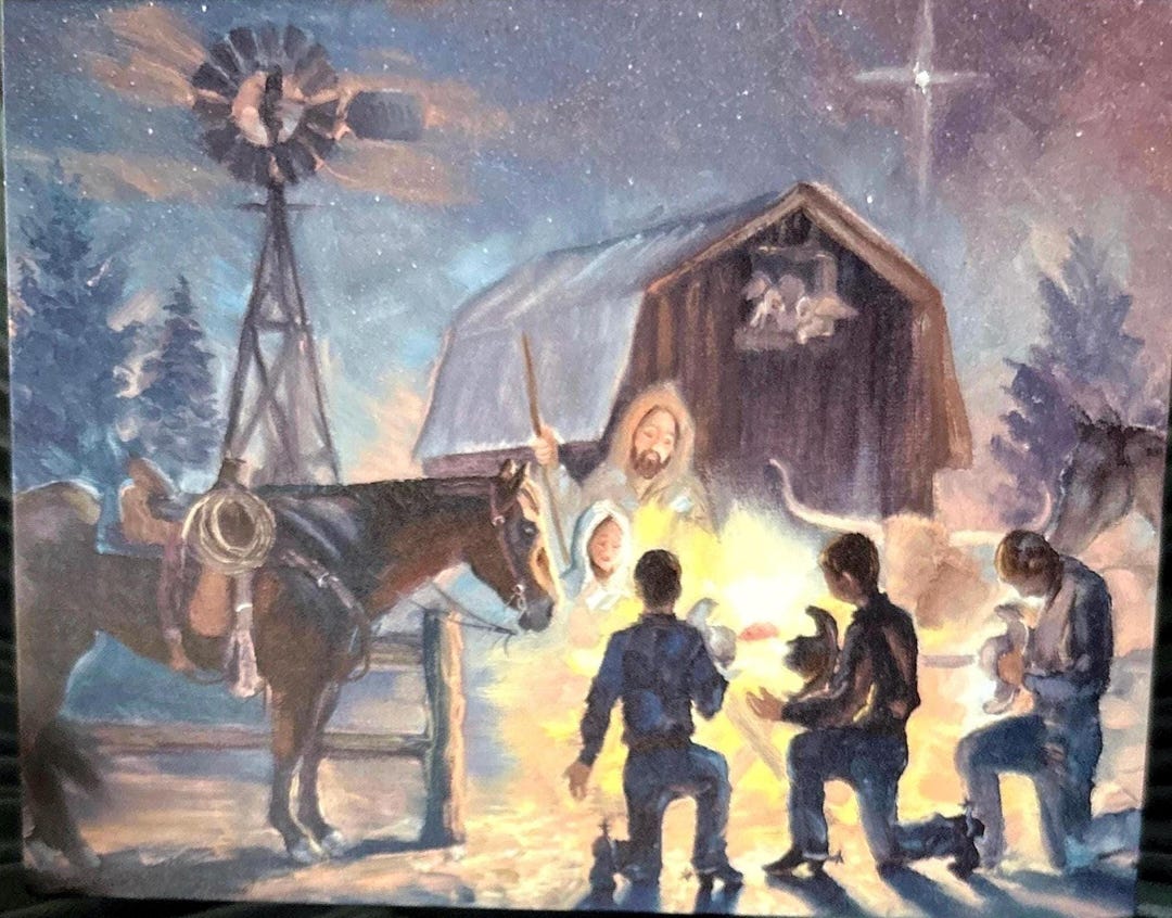 Cowboy Christmas Cards, Christian Cowboy Manger Scene, Bulk Ordering ...