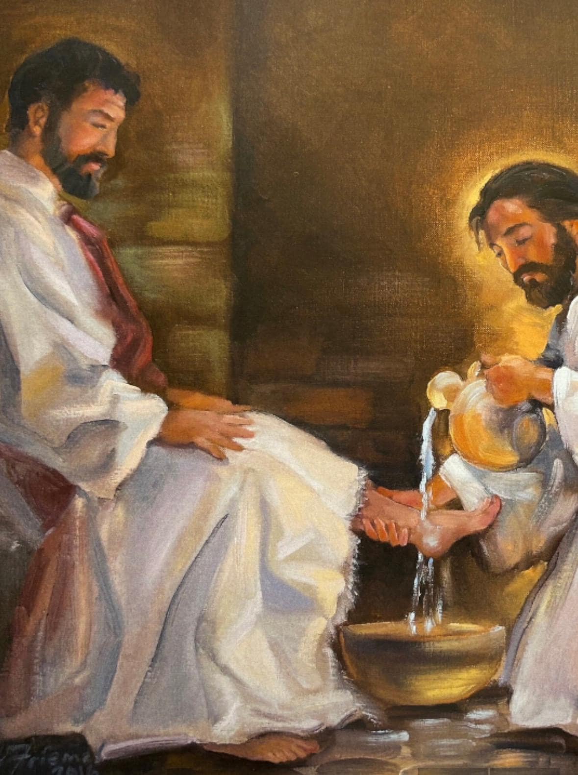 Servant’s Heart of Jesus Washing Feet Art, Christian Wall Art , Jesus ...