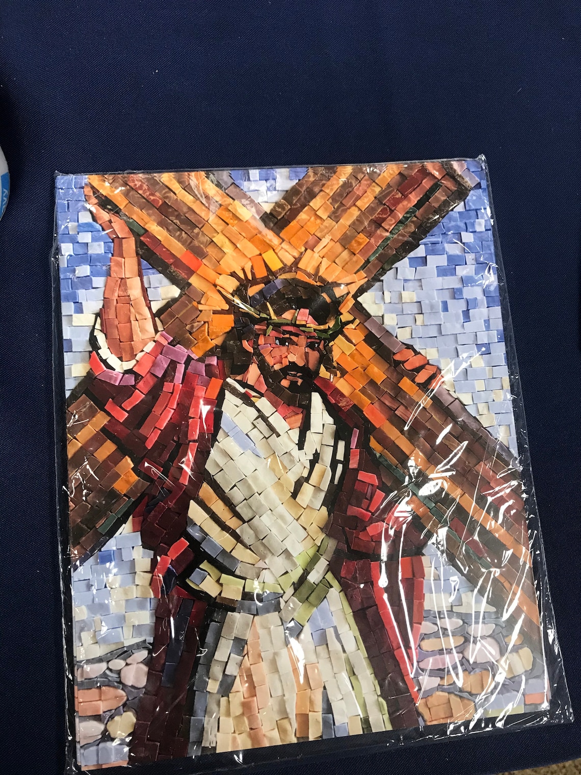 Lent Decor, Holy Week , Jesus With Cross, 8x10 Print of Mosaic ...