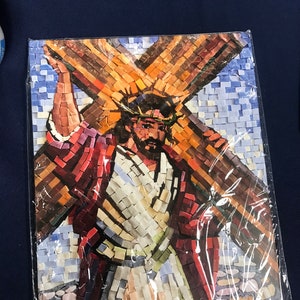 Lent Decor, Holy Week , Jesus With Cross, 8x10 Print of Mosaic ...