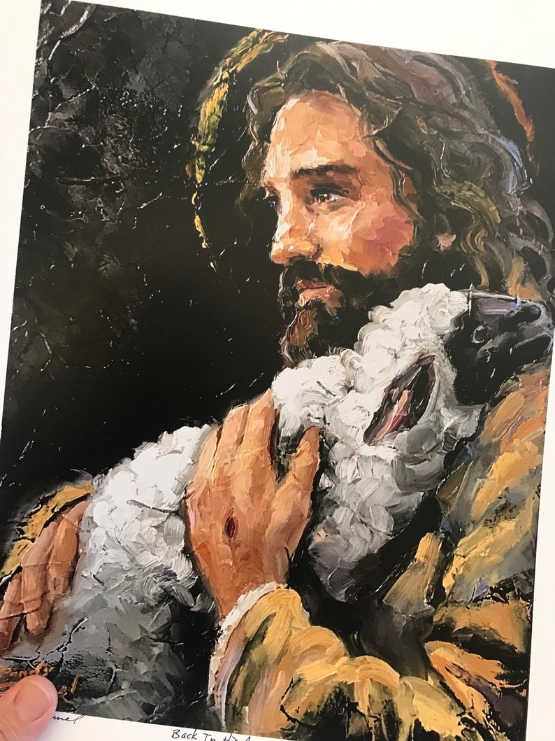 Back in His Arms, Shepherd Jesus Art Print – Christ With Lamb ...
