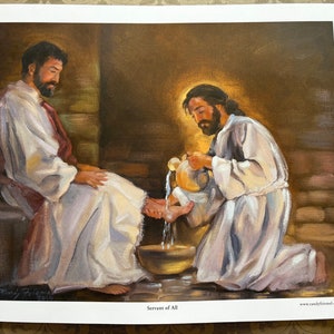 Servant’s Heart of Jesus Washing Feet Art, Christian Wall Art , Jesus ...
