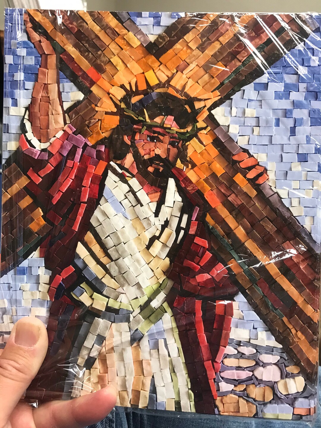 Lent Decor, Holy Week , Jesus With Cross, 8x10 Print of Mosaic ...