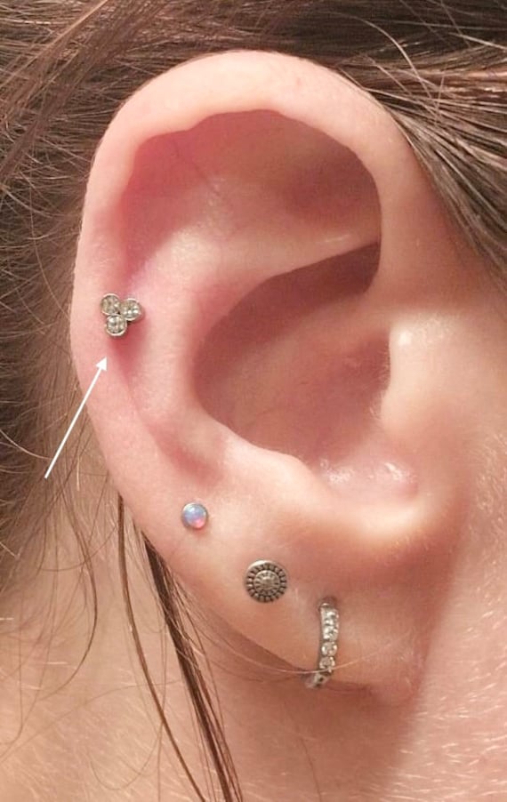 Triple Tragus Ear Piercings