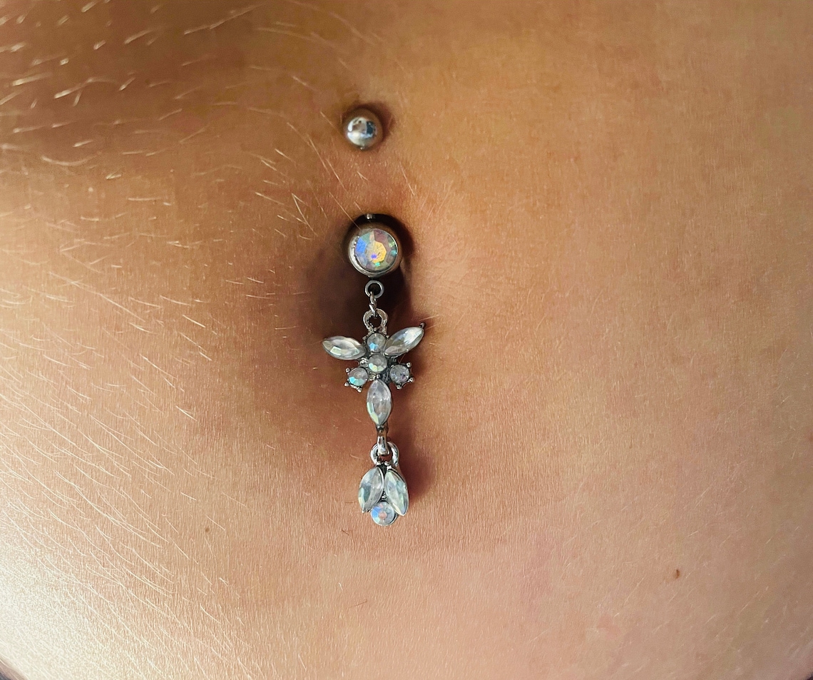 Butterfly Navel Dangle Belly Button Piercing Belly Ring Etsy