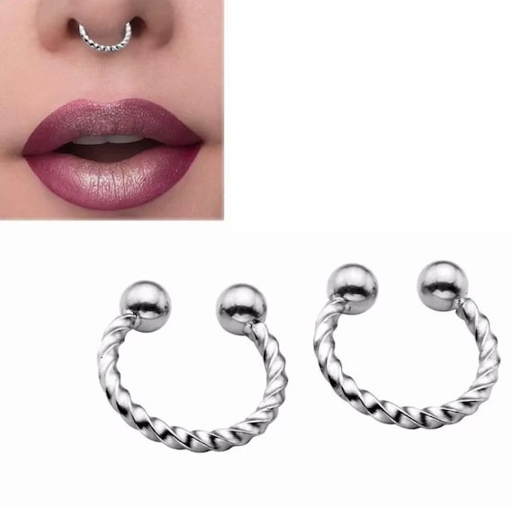 X1 16G 8mm Twisted Septum Ring Belly Captive Horsehoe Cartilage Etsy