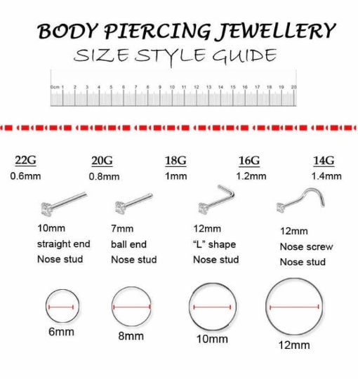 Nose Piercing Stud Sizes Chart ONESING 40 PCS 20G Nose Rings/Nose