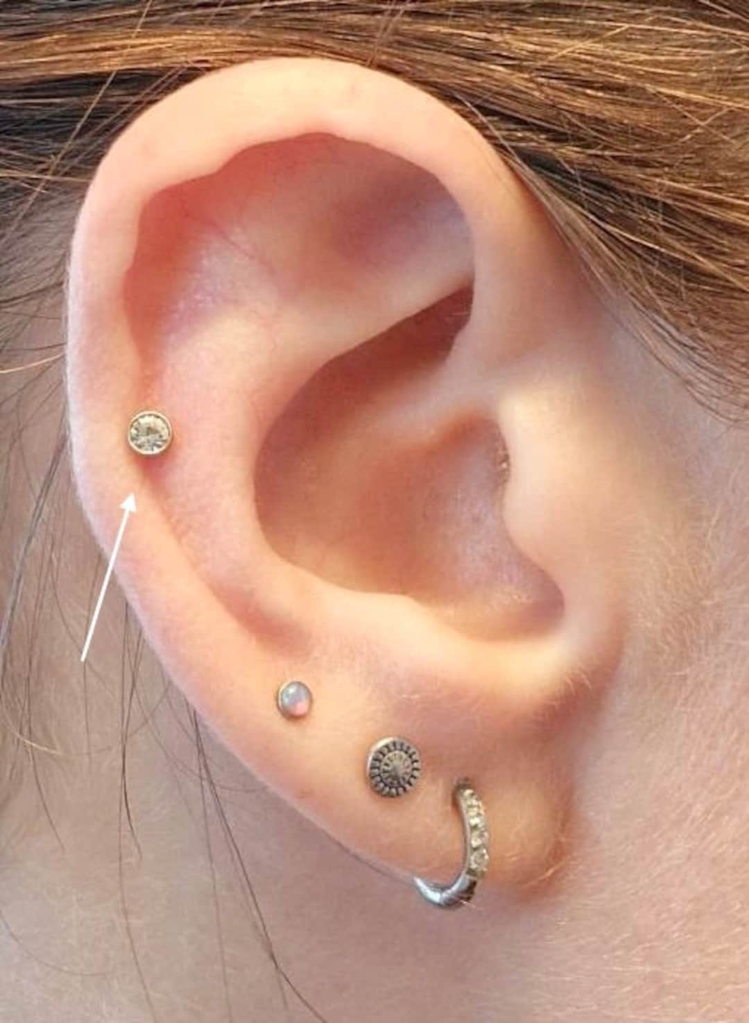 16G Stainless Steel Push Pin Round Crystal Earring Tragus Cartilage ...