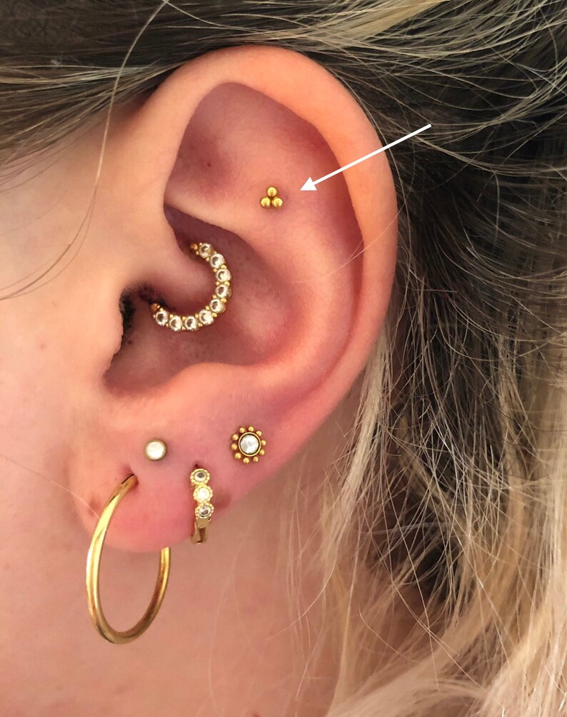 16G Internal Thread Triple Trinity Ball Bar Labret Silver Gold - Etsy UK