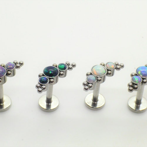 Opal or Gem 6 X Beaded Effect Labret Helix Conch Cartilage | Etsy