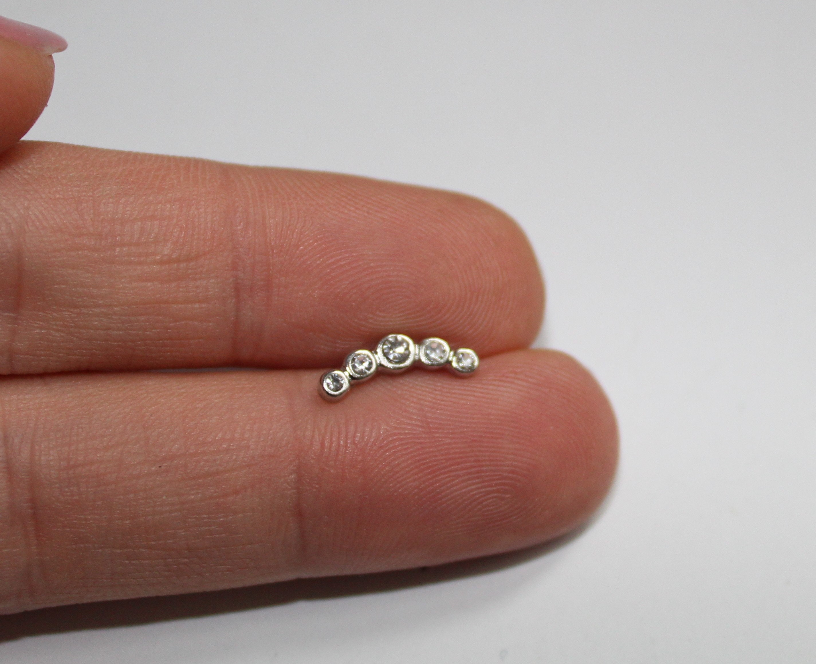 16G 5 Zirconia Crystal Cartilage Helix Conch Ear Piercing Body ...