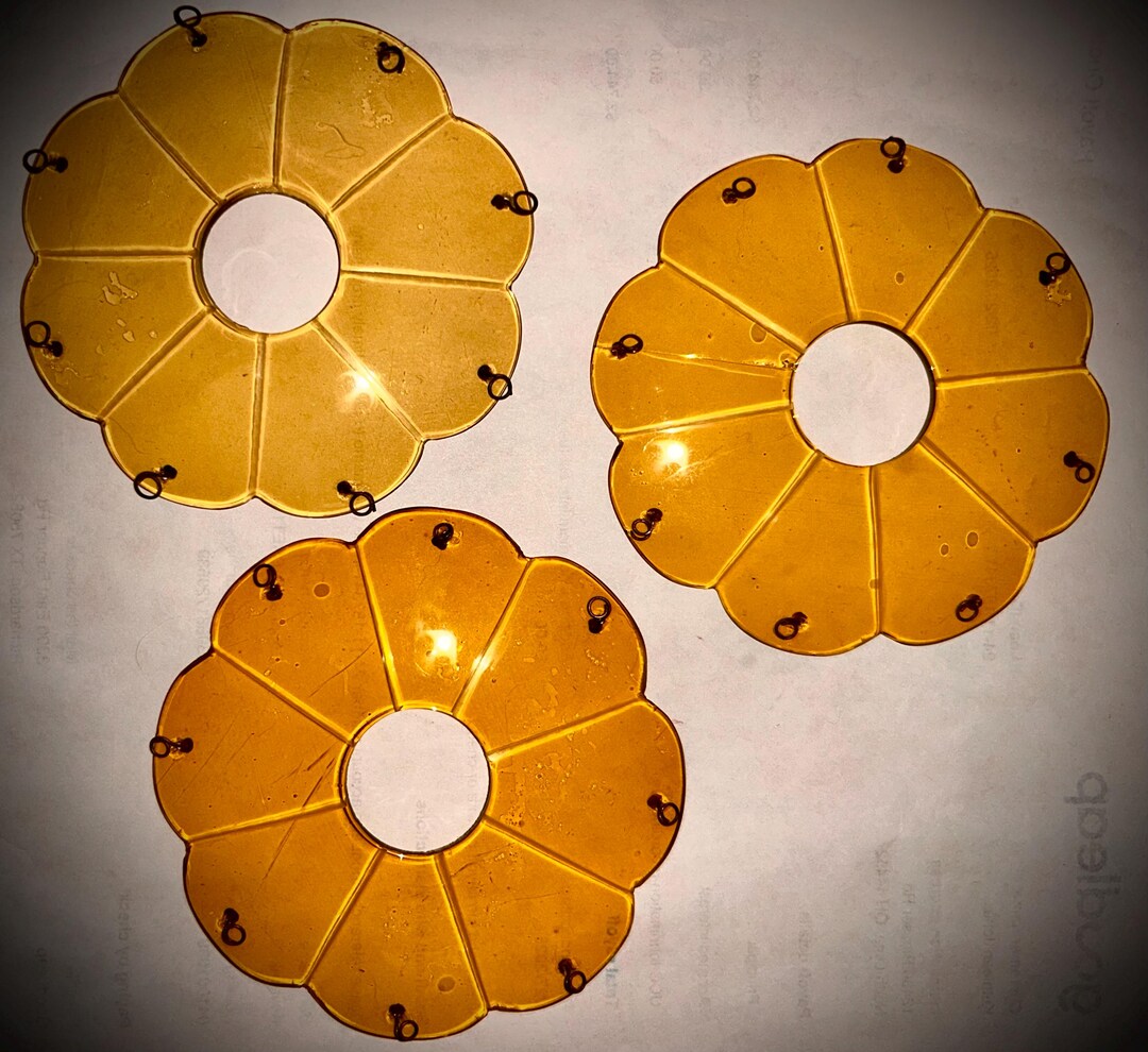 Antique Amber Glass Bobeche: Scalloped Chandelier Prism Holder - Etsy