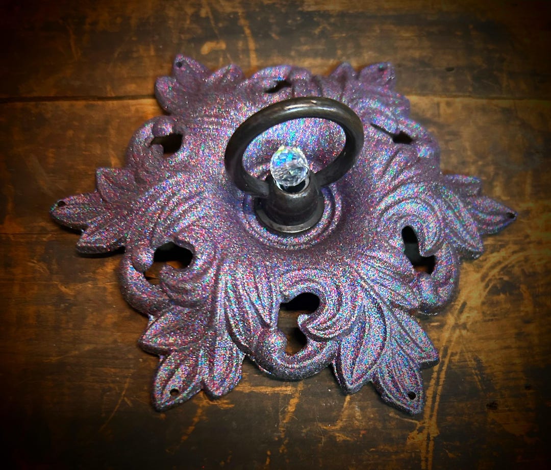 Make Your Own Windchime Suncatcher: PURPLE GLITTER Flower 5" Vintage ...