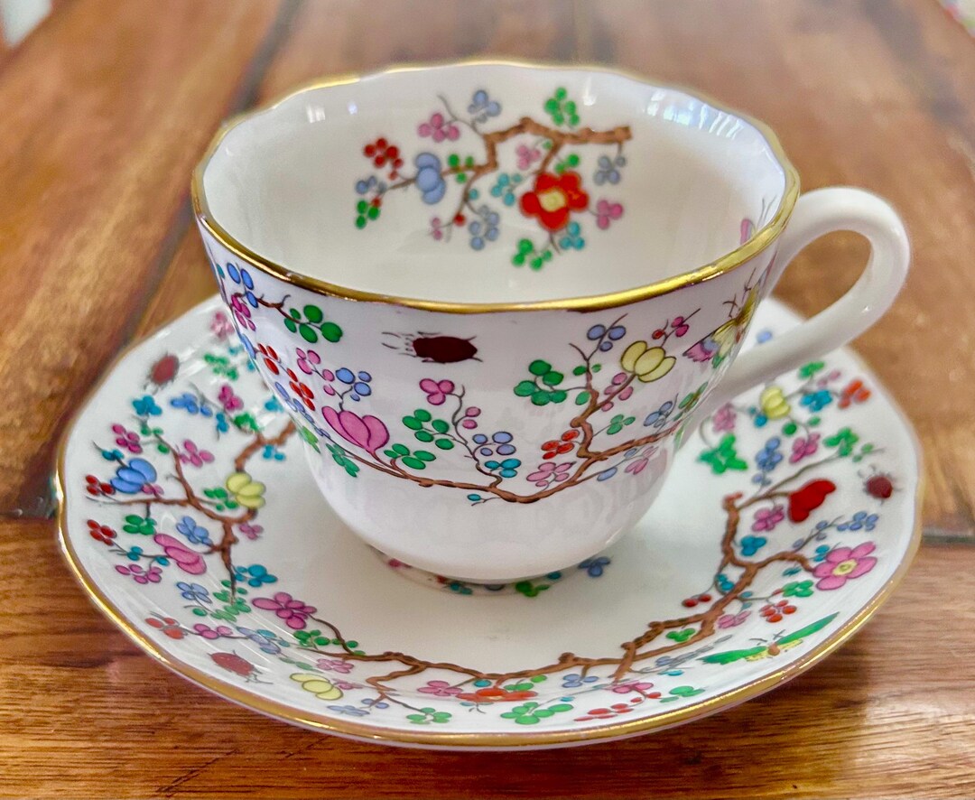 One (1) Vintage Spode SHANGHAI Pattern, Colorful Fine Bone China ...