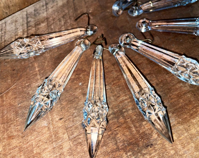 Ultra Rare Vintage Crystal 3" Diamond Fancy Multi Faceted Cut Spear ...