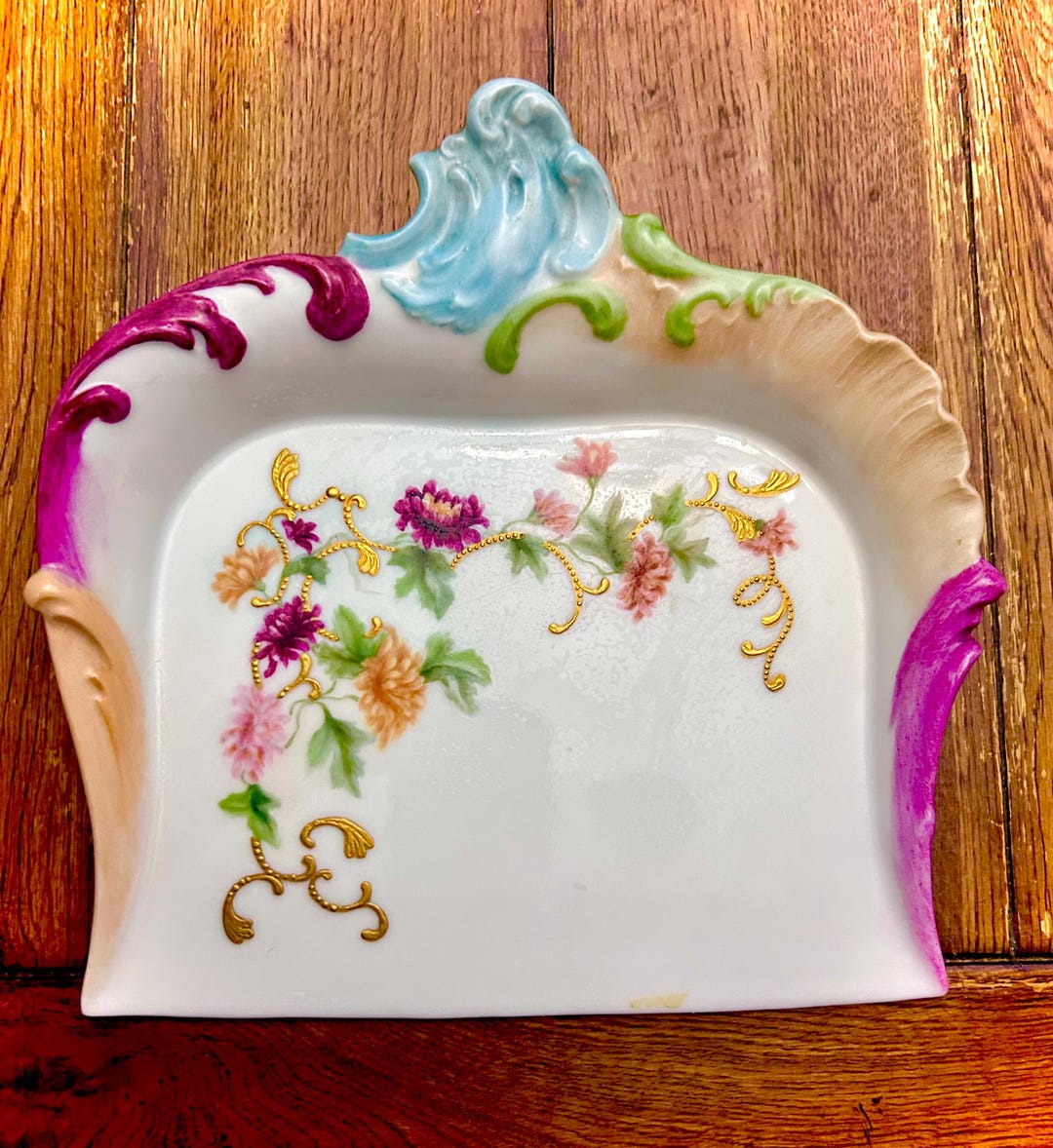 T & V FRANCE Victorian Antique 8" X 8.5" Porcelain Ceramic Dust Pan ...