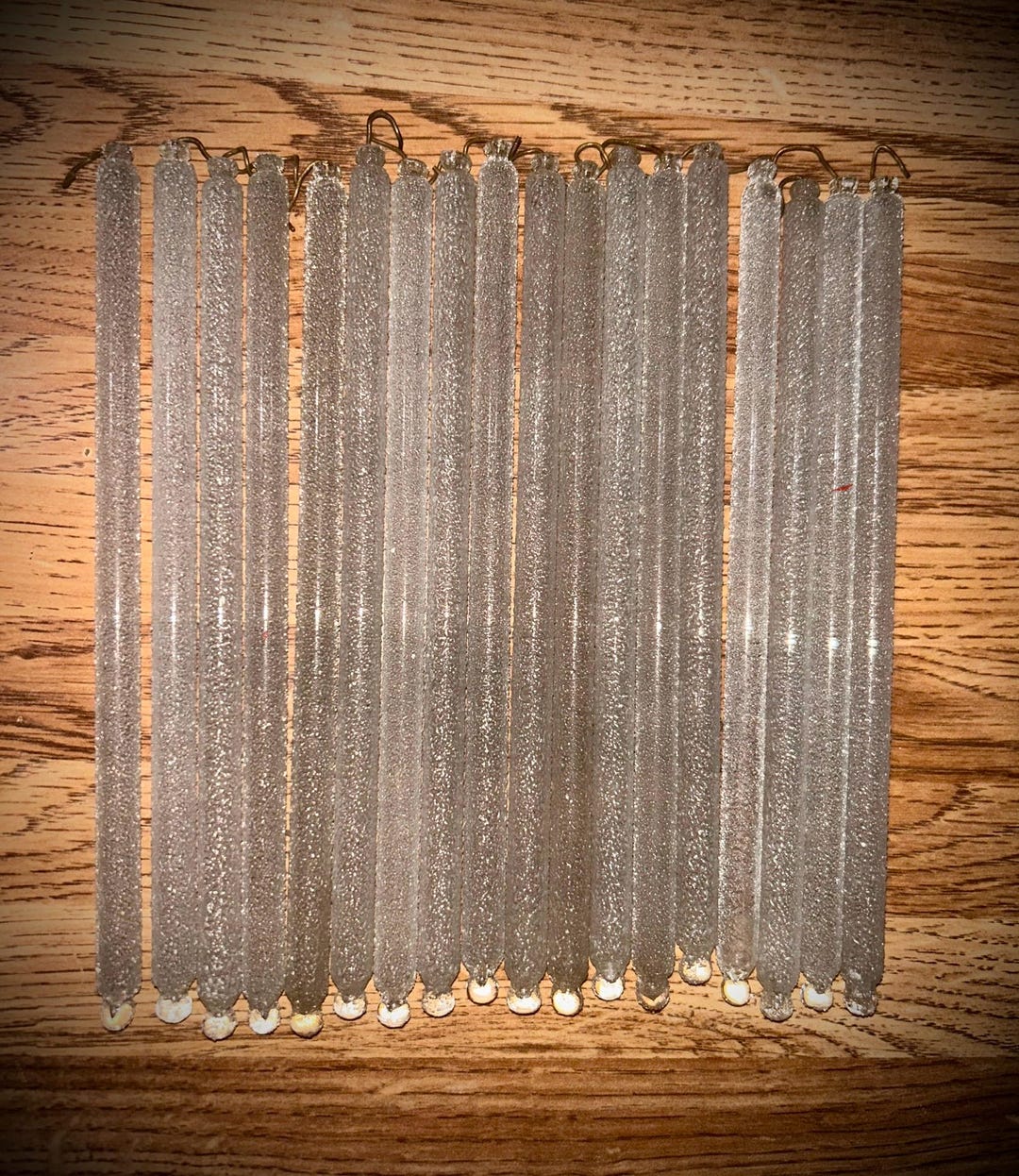 One (1) Vintage Czech Flocked Glass Tube Prisms: Chandelier Lamp Fringe ...