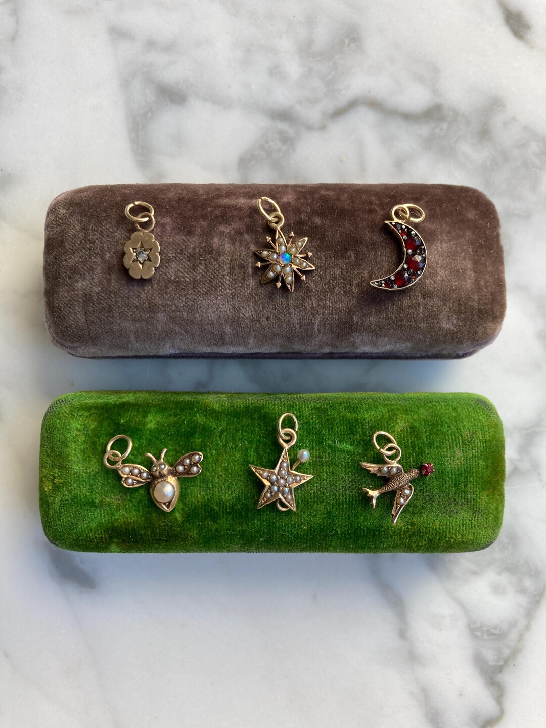 Antique Victorian Gold Charms. Stick Pin Conversion Charms. Diamond ...