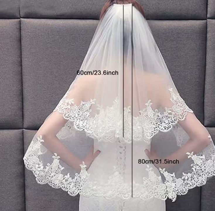 Romantic Lace Edge Wedding Veil Vintage Style Lace Wedding Veil Chapel ...