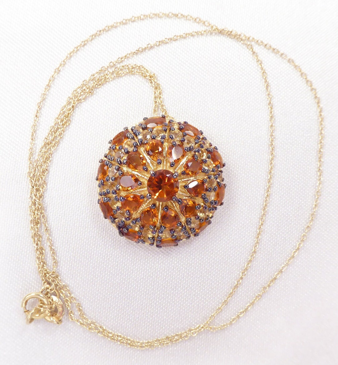 Natural Madeira Citrine, Golden Citrine Dome Pendant, 14k Gold Vermeil ...
