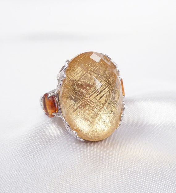 Estate Genuine Meteorite and Gold Quartz Doublet, Mad… - Gem