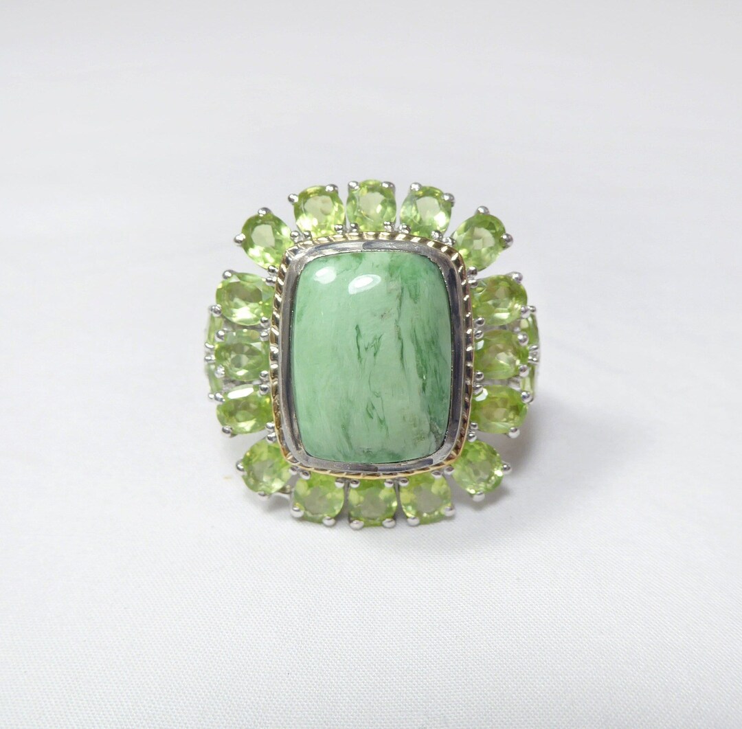 Natural Untreated Variscite, Peridot Ring, Size 10, 14k Yellow Gold ...