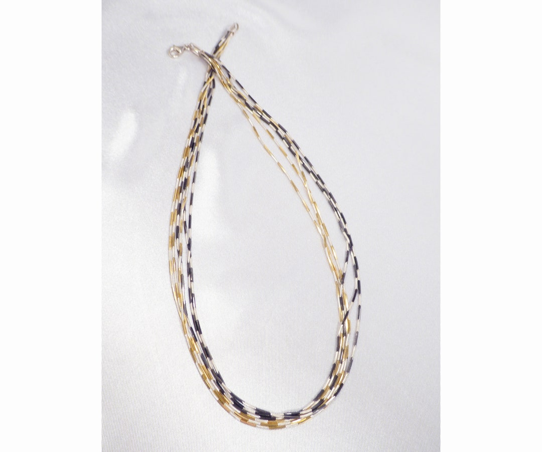 Italian 6 Strand Rhodium/vermeil Liquid Snake Chain Necklace - Etsy