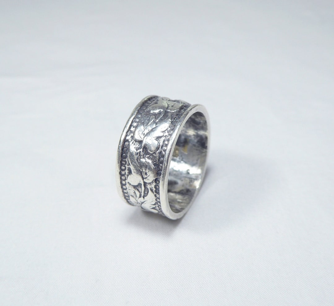 Vintage Guglielmo Cini Leaf and Vine Eternity Band Ring, 925 Sterling ...