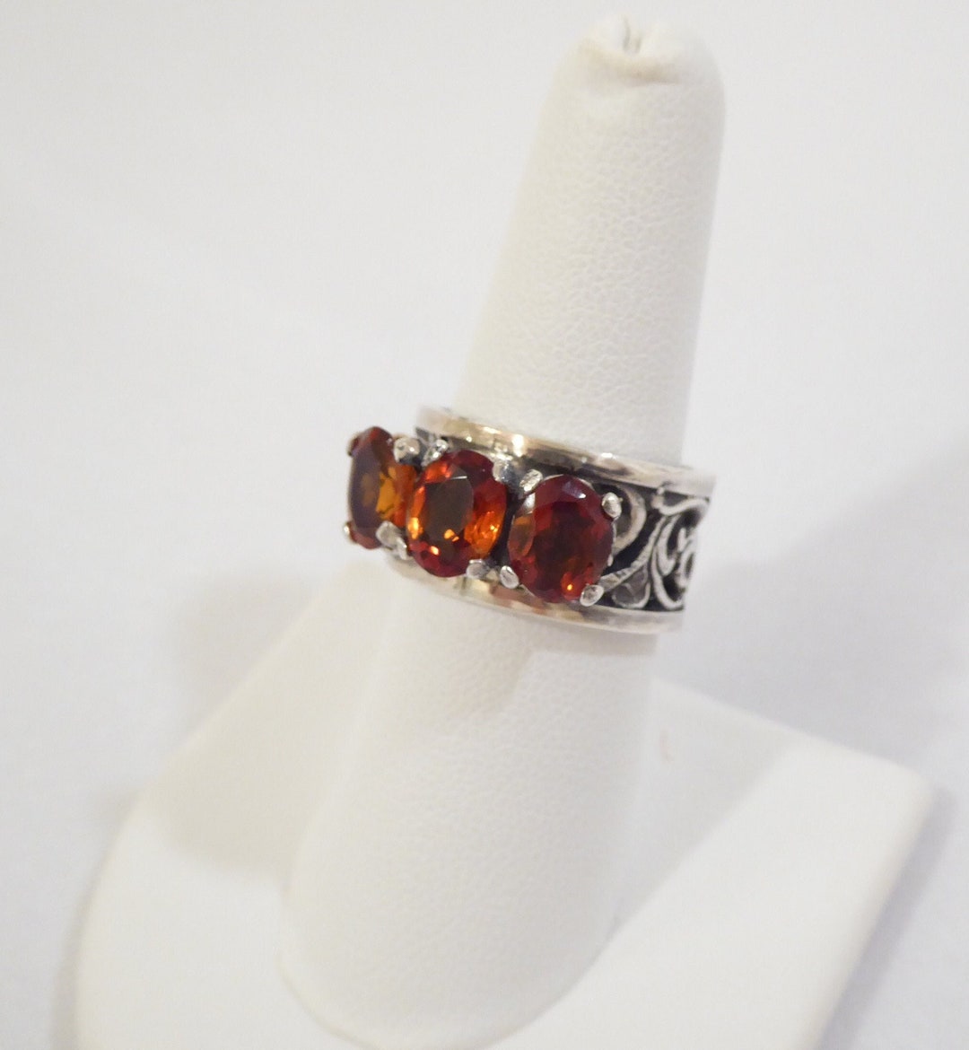 Very Rare Guglielmo Cini Natural Madeira Citrine 3 Stone Trilogy Open ...