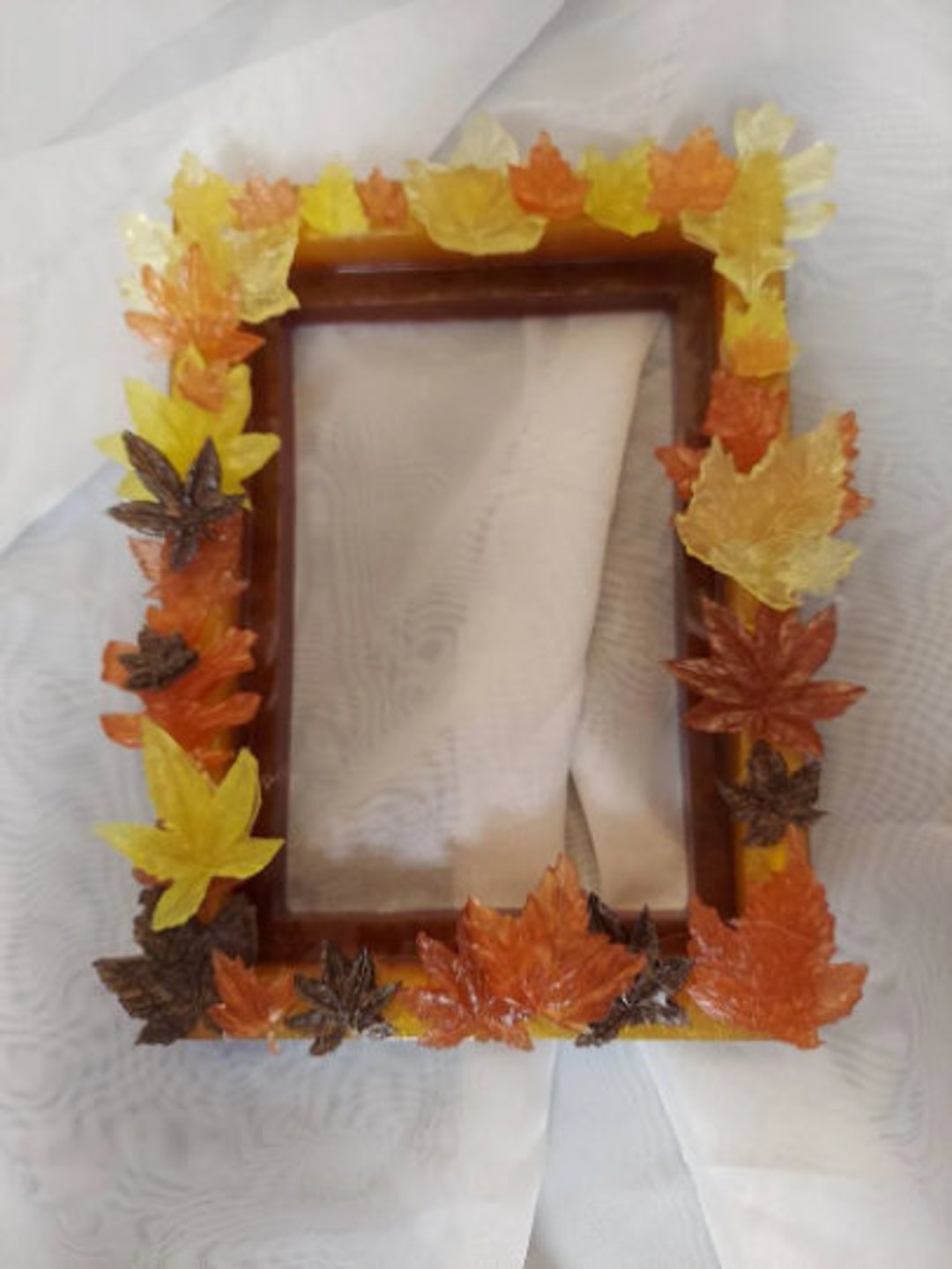Fall Picture Frame With Multicolored Leaves - Etsy