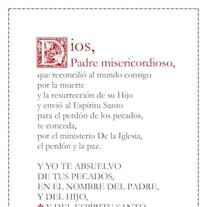 Prayer of Absolution (in Spanish) Catholic Prayer Card / Printable A4 ...