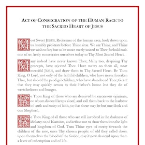 Act of Consecration of the Human Race to the Sacred Heart of Jesus ...