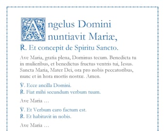 Angelus, Catholic Prayer Card, Printable A4, Wall Art, Christian Decor ...