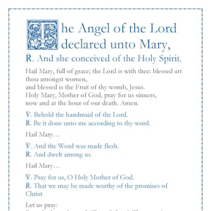 Angelus English Catholic Prayer Card / Printable A4 Wall Art ...