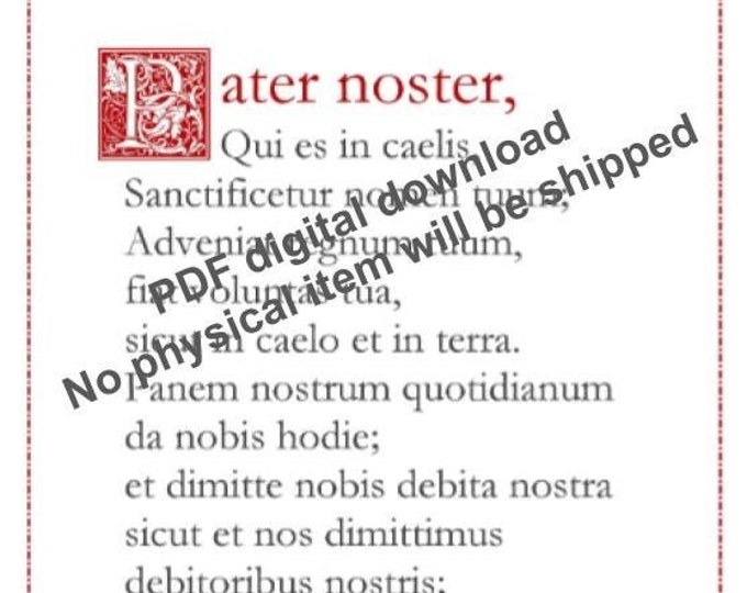 Pater Noster Print Latin Prayer, Our Father, Catholic, Traditional ...