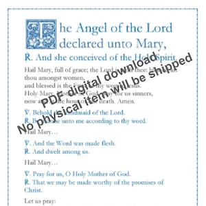 Angelus English Catholic Prayer Card / Printable A4 Wall Art ...