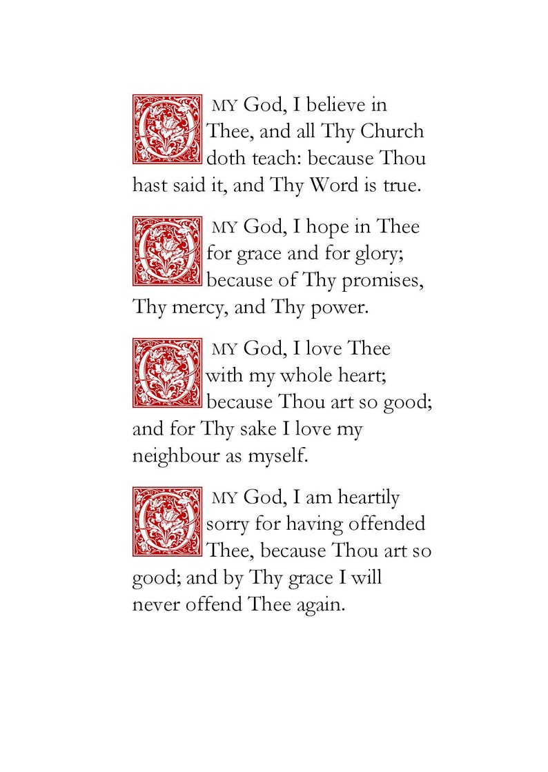 Short Acts of Faith, Hope, Charity and Contrition (english) Catholic ...