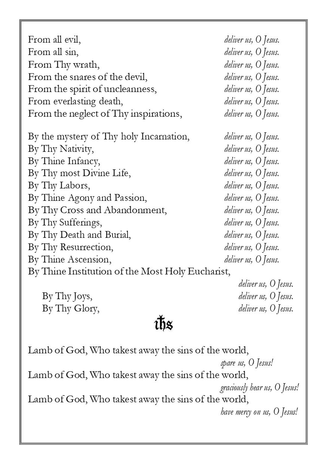 Litany of the Holy Name Catholic Prayer Card in English - Etsy