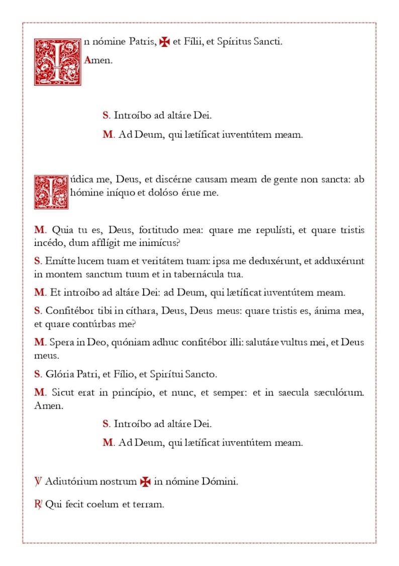 Prayers at the Foot of the Altar Latin Catholic Printable for Mass in ...