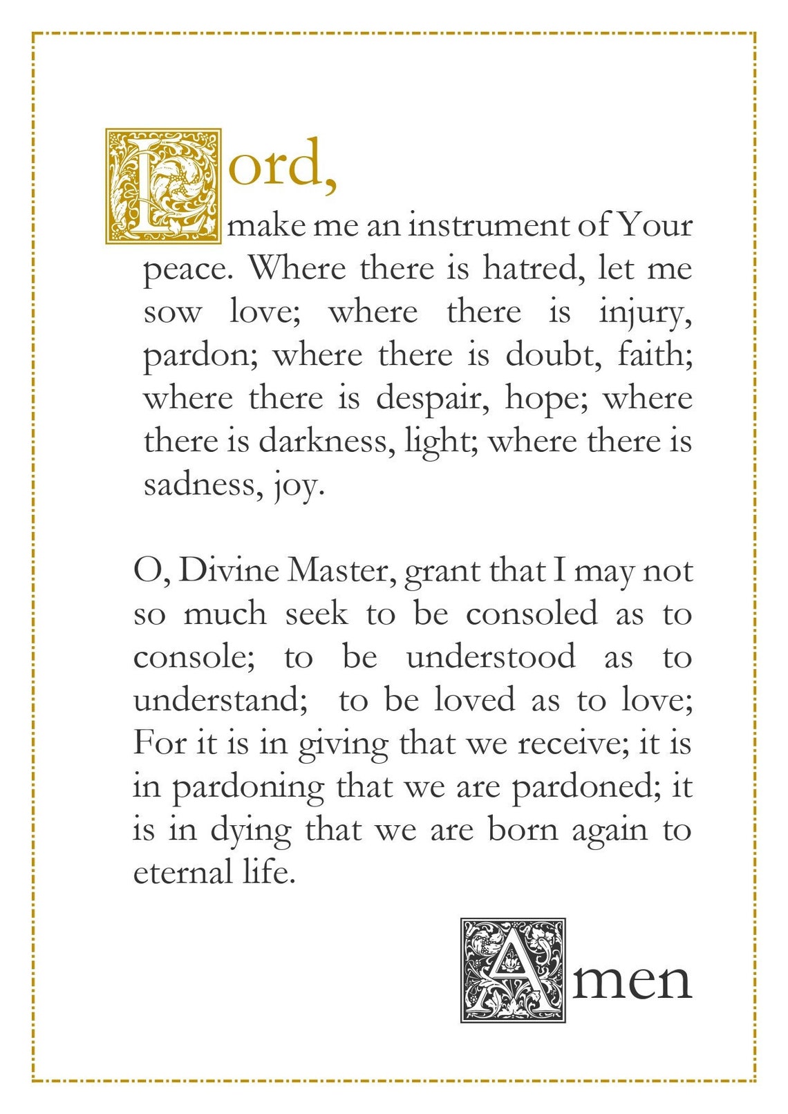 St Francis Prayer English Catholic Prayer Card / Printable A4 Wall Art ...