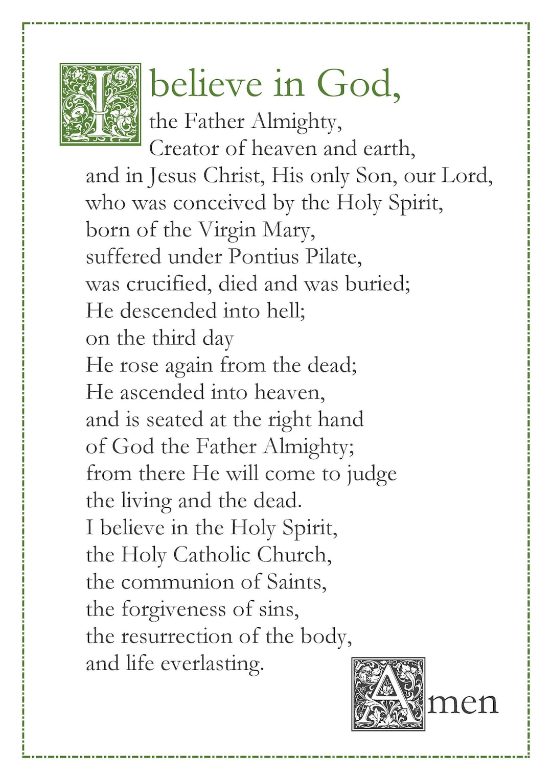 Apostles Creed English Catholic Prayer Card Printable A4 Etsy New Apostles Creed English Catholic Prayer Card Printable A4 Etsy New