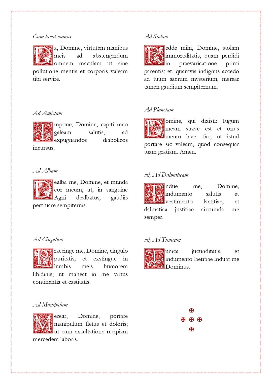 Vesting Prayers Latin Catholic Printable - Etsy