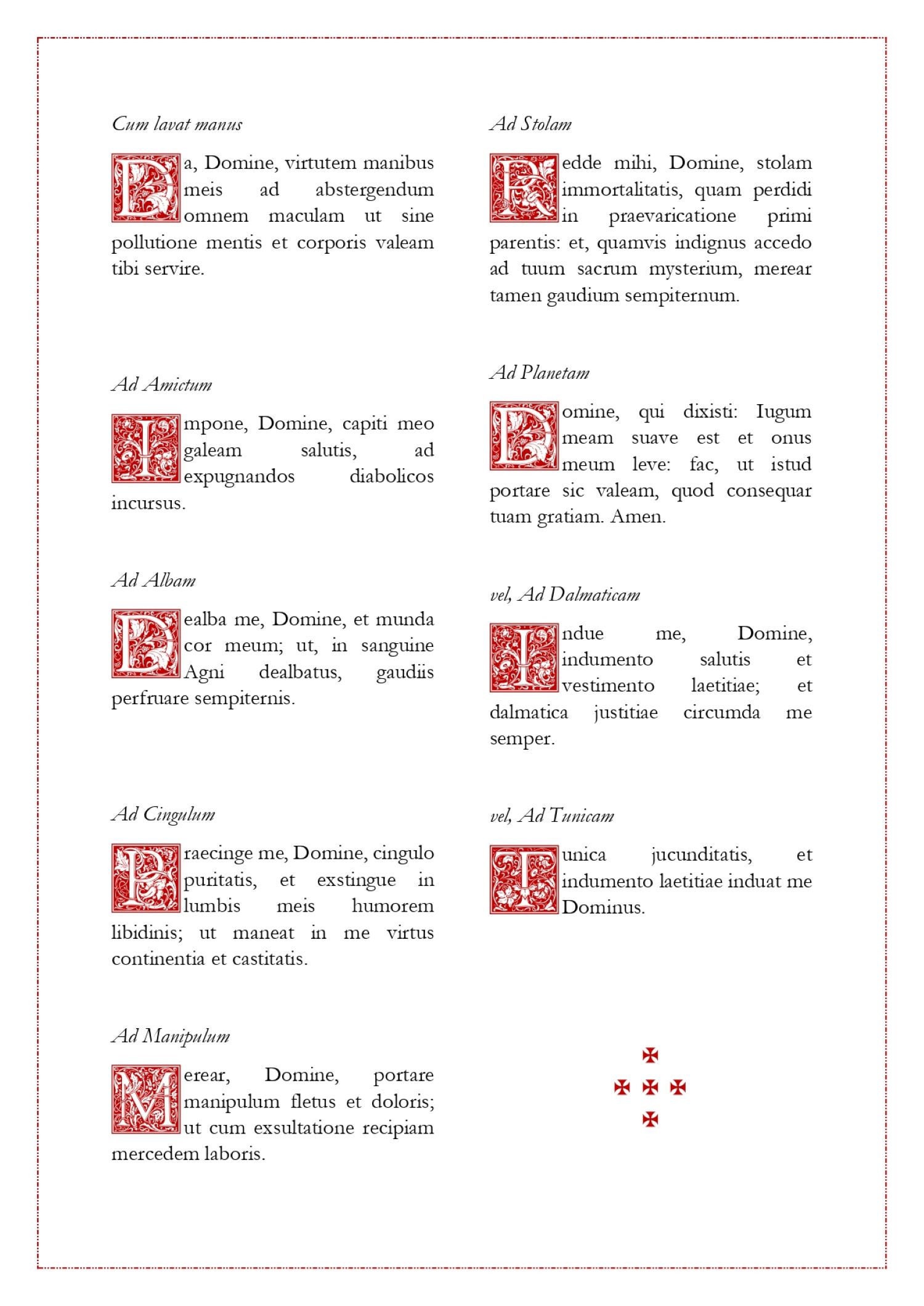 Vesting Prayers Latin Catholic Printable - Etsy