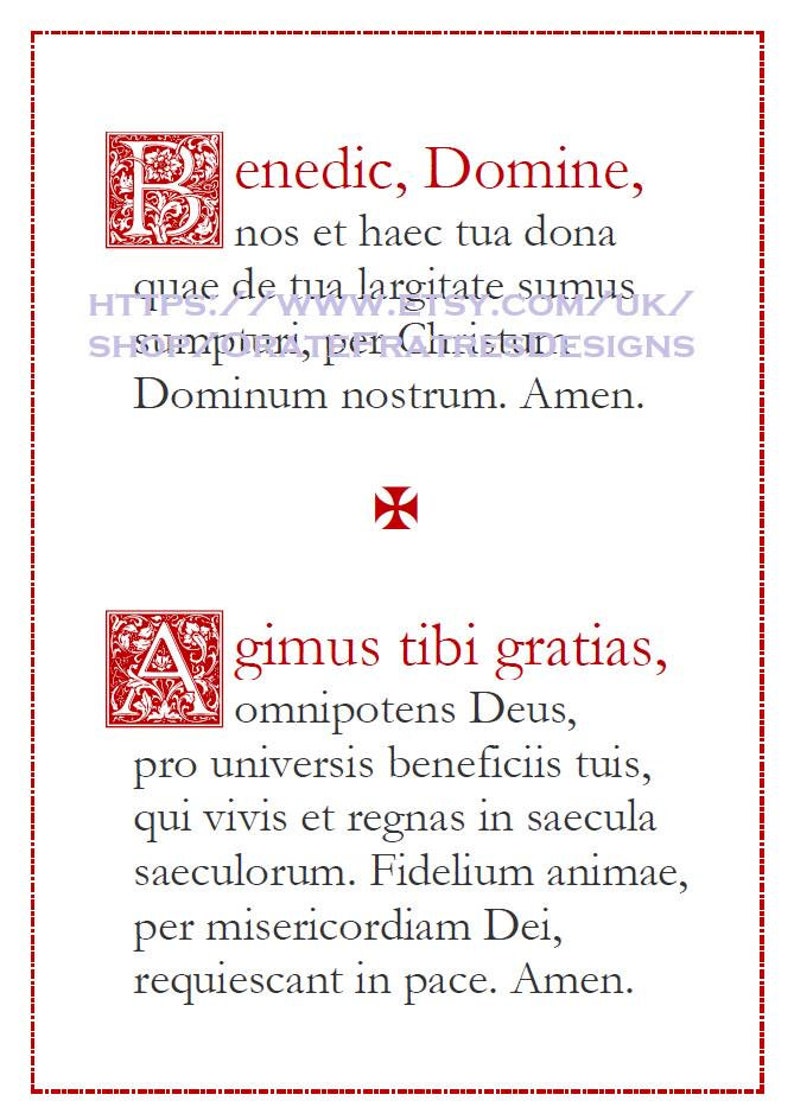 Prayers Before and After Meals Latin Catholic Prayer Card / Printable ...