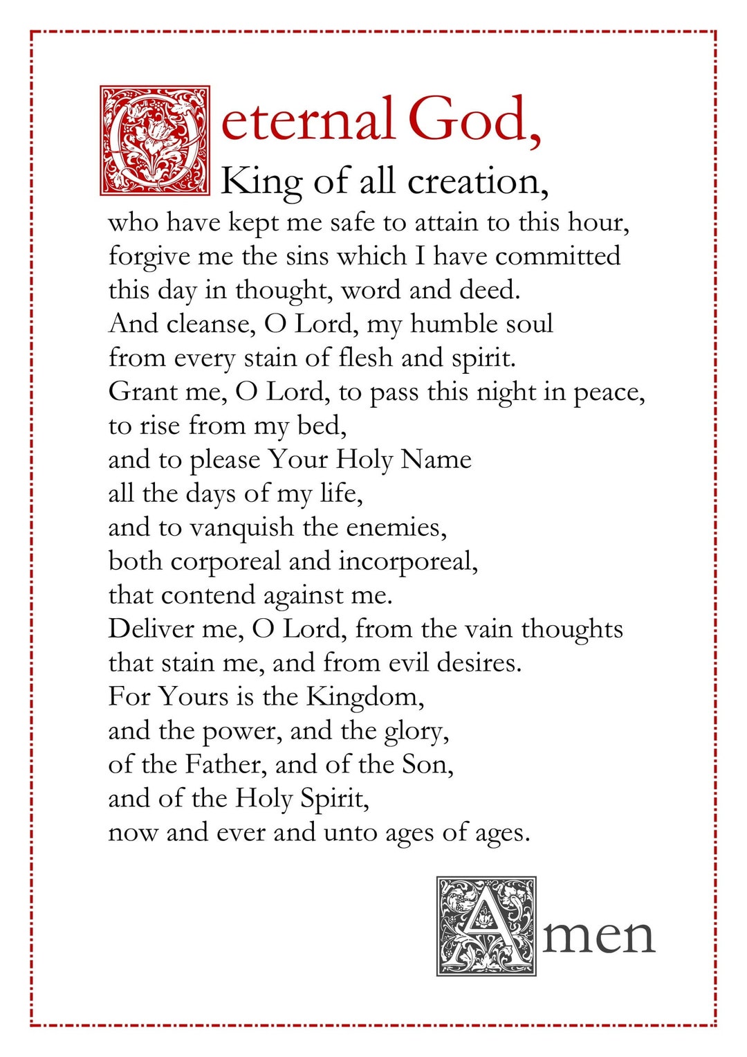 O Eternal God (english) Catholic Prayer Card / Printable A4, 11x14 and ...