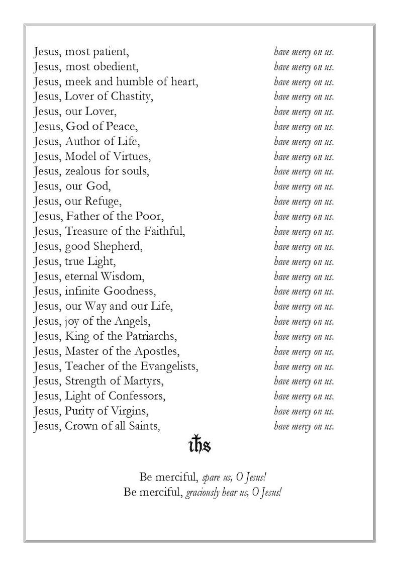 Litany of the Holy Name Catholic Prayer Card in English - Etsy