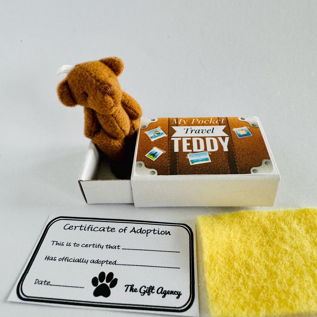 My Pocket Travel Teddy - Mini Brown Teddy Bear With Adoption ...